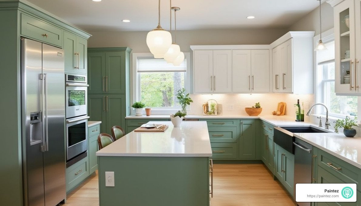 Green Bottom Cabinets White Upper: Top 5 Timeless Ideas